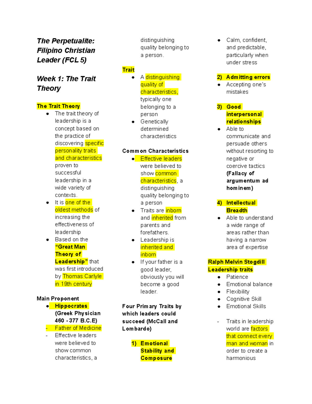 FCL500 Reviewer - The Perpetualite: Filipino Christian Leader (FCL 5 ...