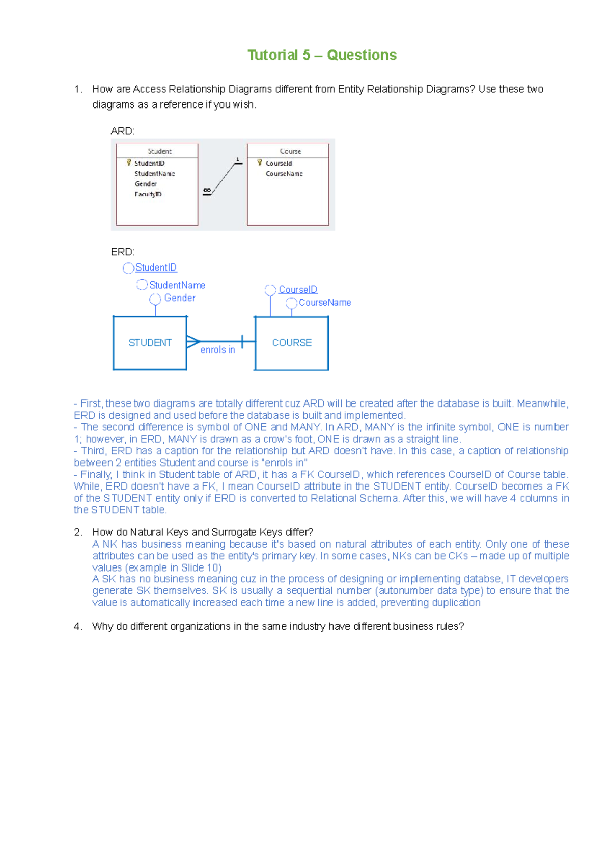 Topic 4 _Tutorial Questions - Tutorial 5 – Questions How are Access ...