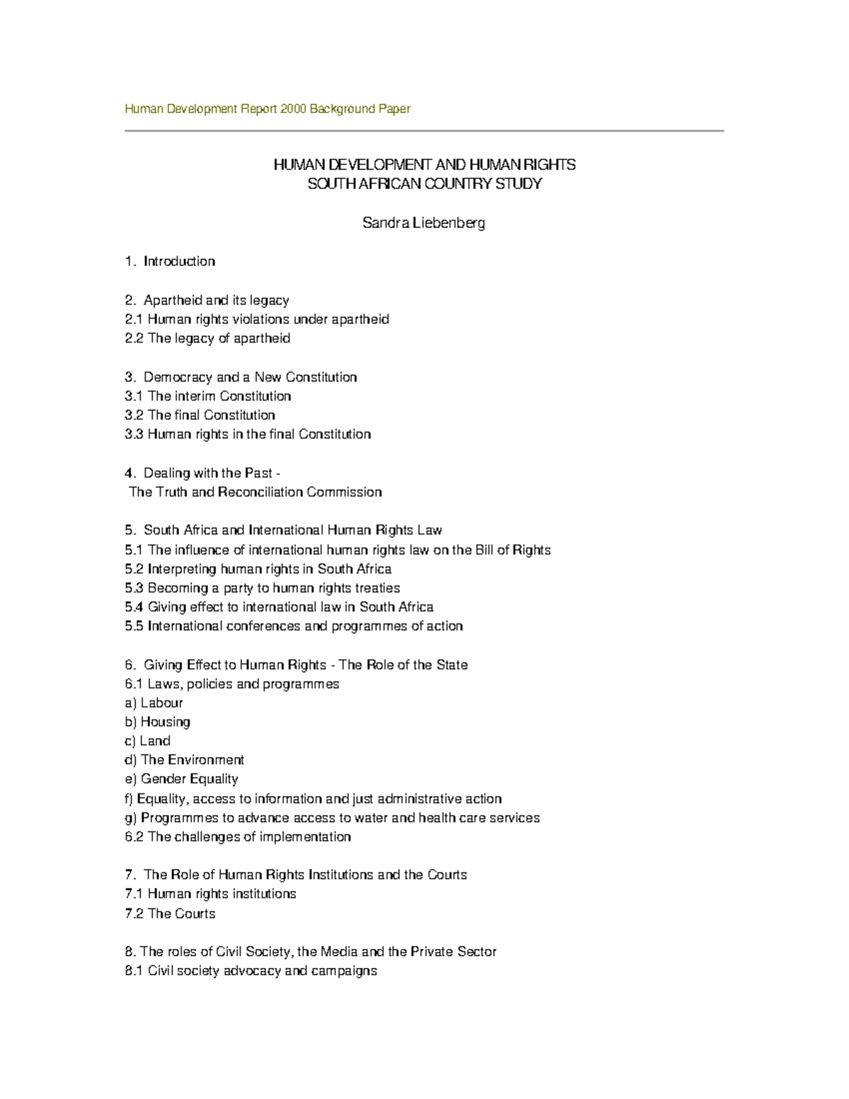 Bill of rights of south African constitution - Human Development Report ...