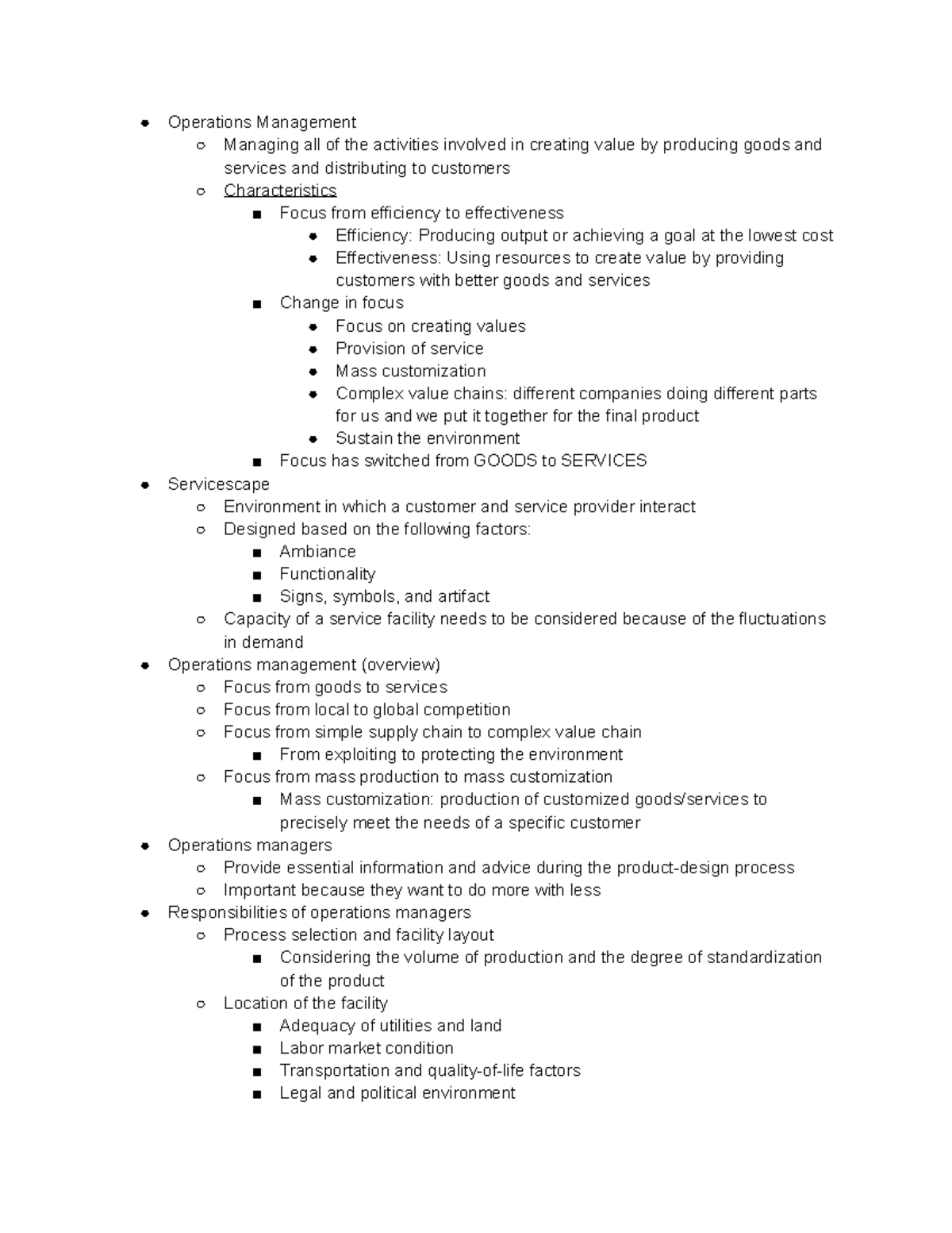 BUAD Chapter 17 - Operations Management Managing all of the activities ...