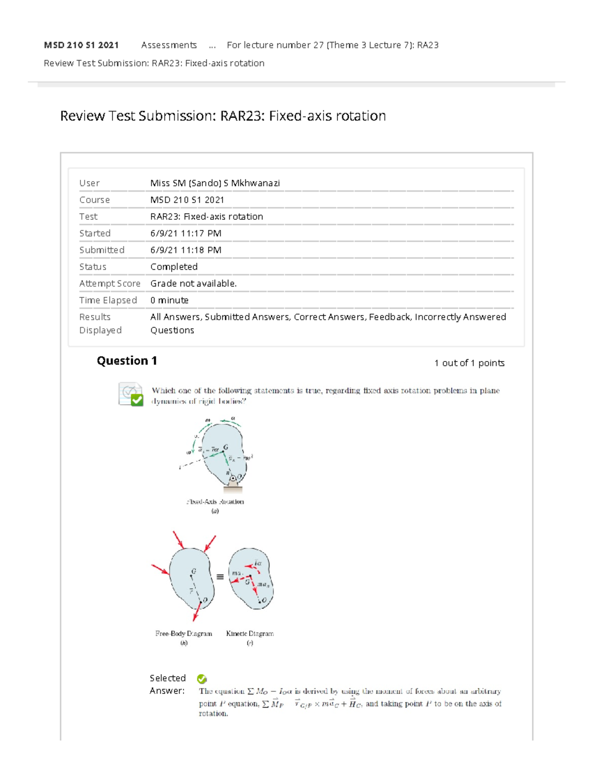 Review Test Submission RAR23 Fixed-axis rotation – MSD - Review Test ...