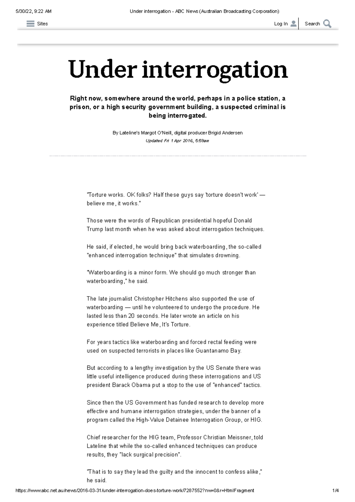 Under interrogation - ABC News (Australian Broadcasting Corporation ...