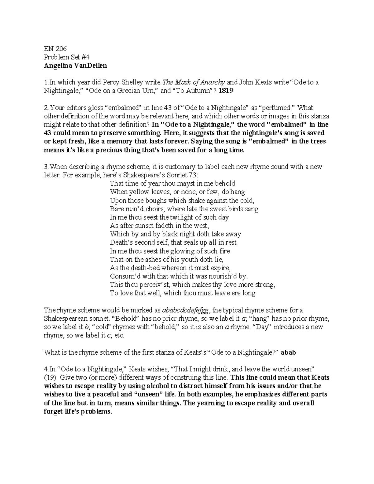 EN206 problem set 4 - Can you as a study tool for midterm exam. - EN 206 Problem Set # Angelina ...