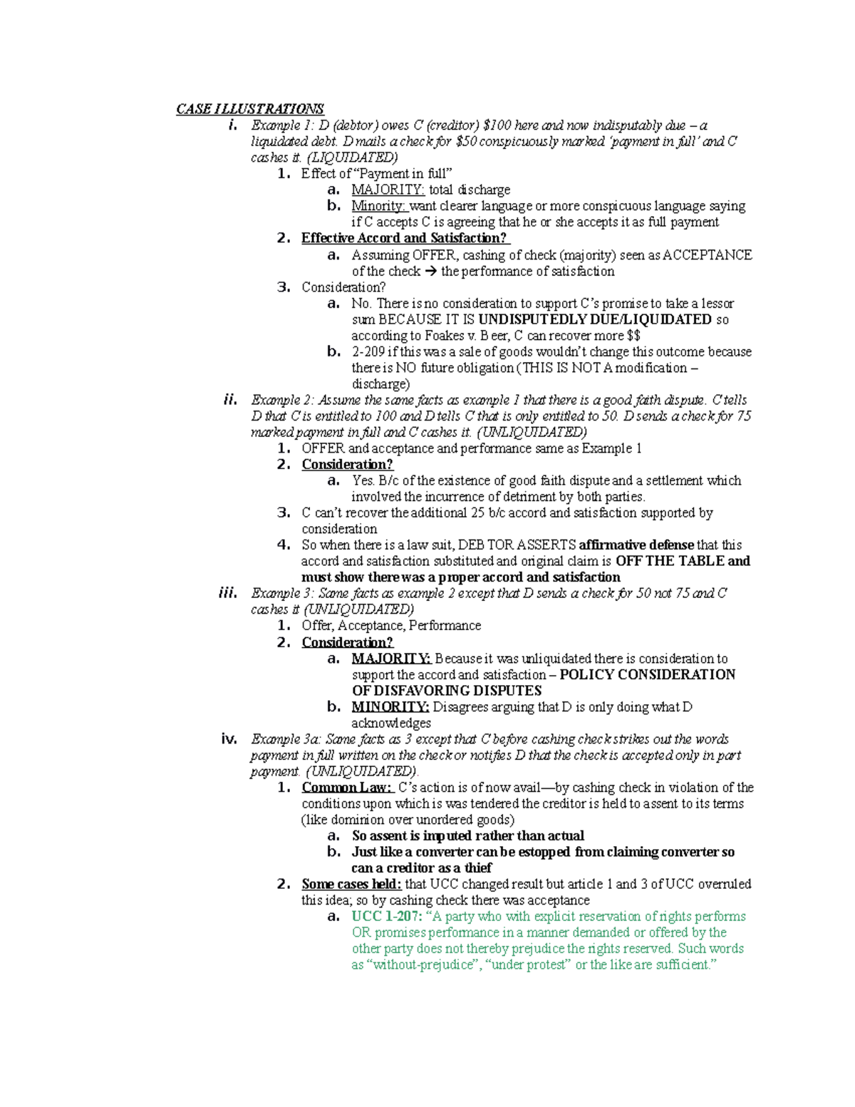 Contract Law Outline - 2 - CASE ILLUSTRATIONS i. Example 1: D (debtor ...