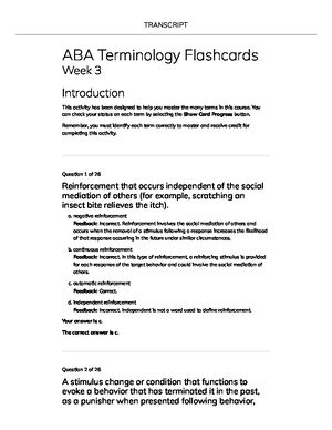 7712 Week 8 Fashcards Answers - TRANSCRIPT ABA Terminology Flashcards ...