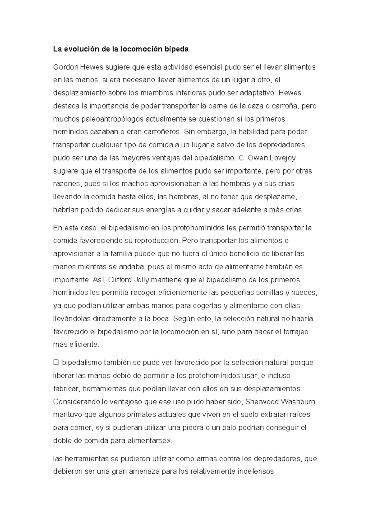 La evolución de la locomoción bípeda - La evolución de la locomoción ...