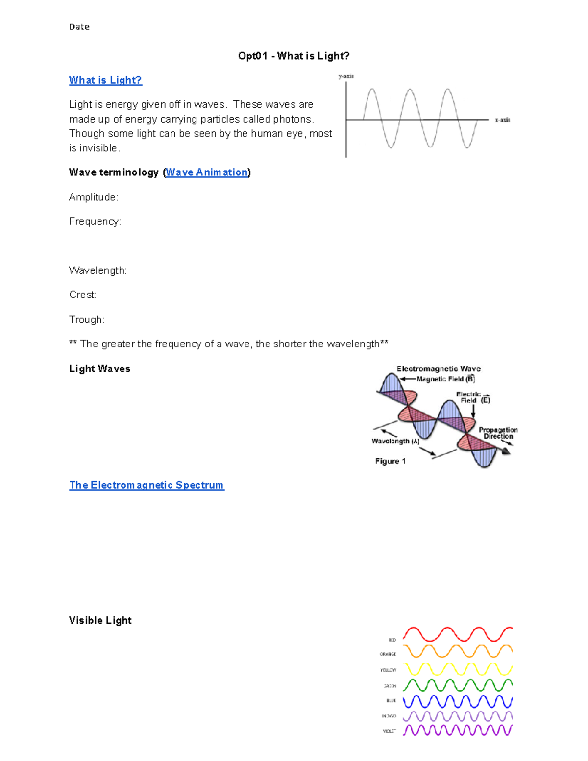 What is Light - note - Date Opt01 - What is Light? What is Light? Light ...