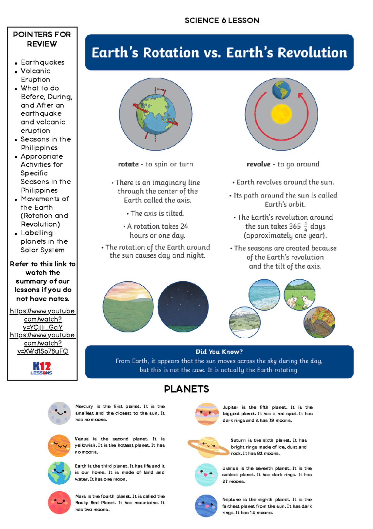SCI-6 Earths-Rotation-and-Revolution-Asynch - SCIENCE 6 LESSON PLANETS ...