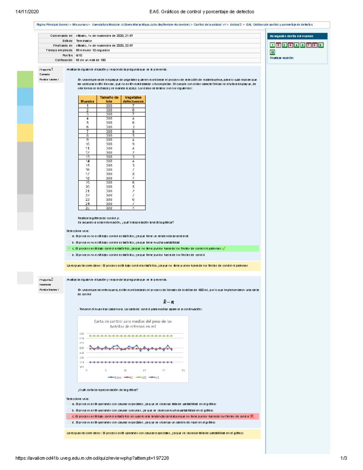 EA5. Gráficos de control y porcentaje de defectos - 14/11/2020 EA5 ...