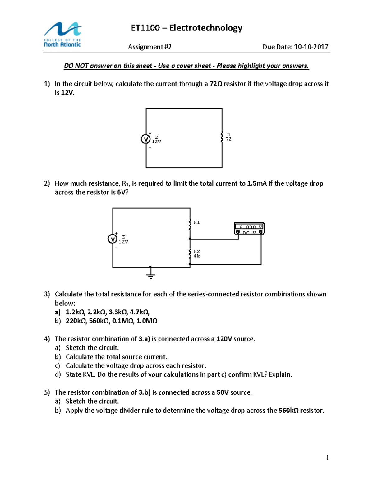Assignment #2 ( Solutions Posted Separately) - ET1100 ...
