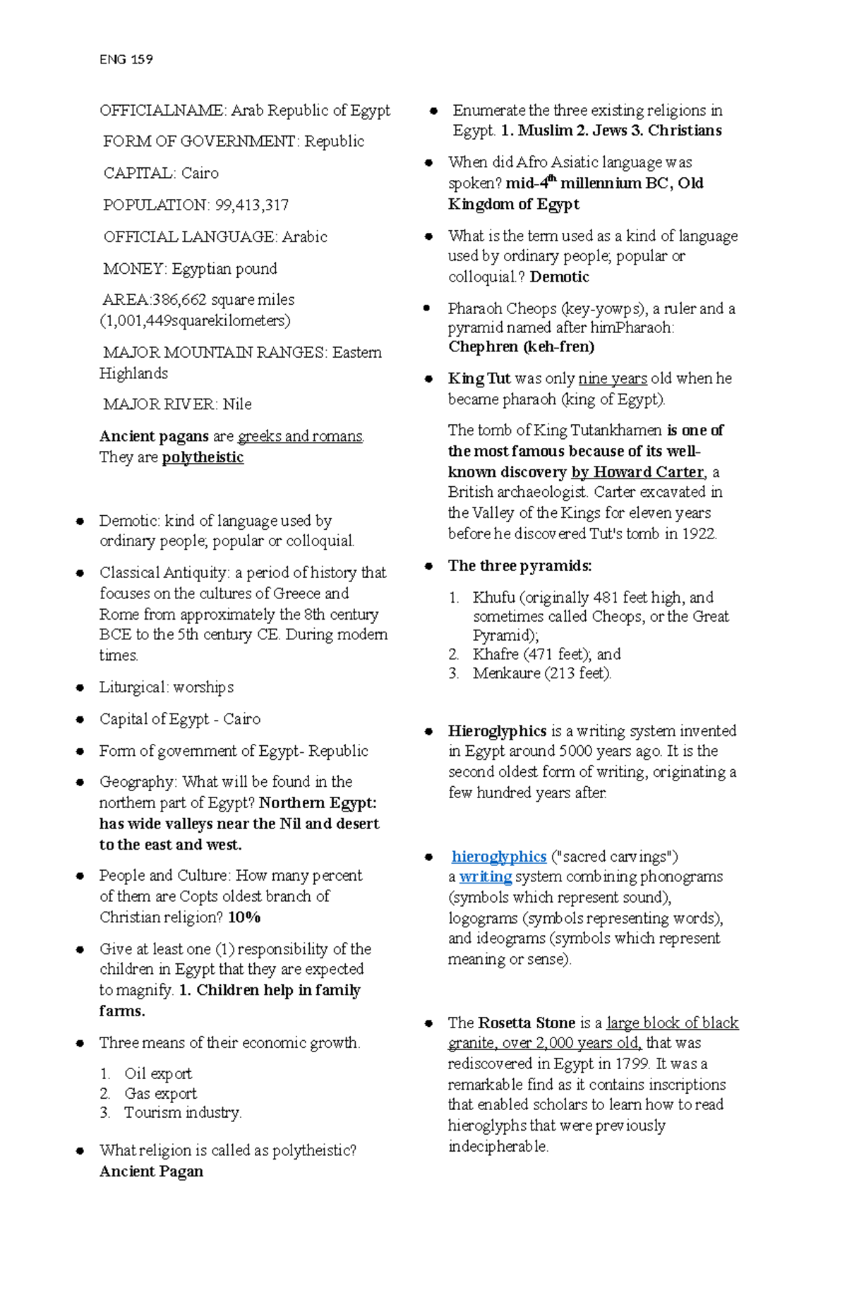 AFRO PART 1 - AFRO PART 1 - ENG 159 OFFICIALNAME: Arab Republic of ...