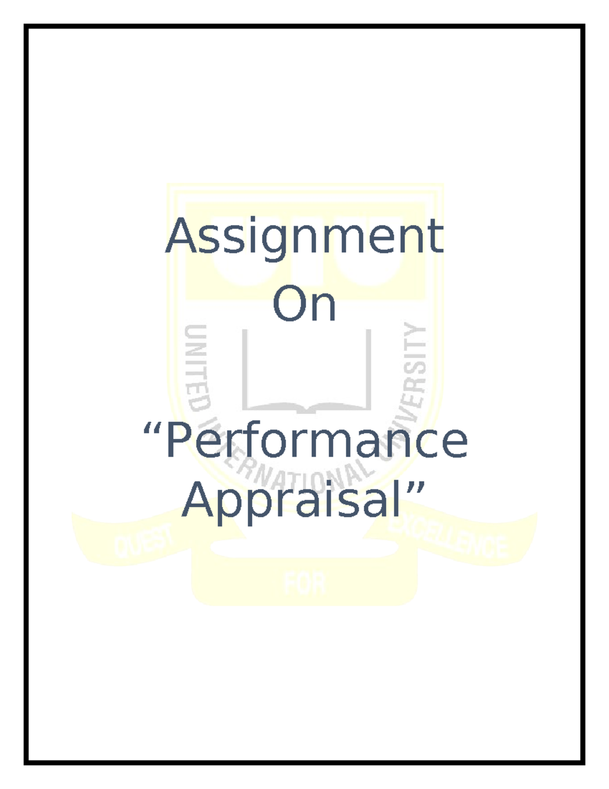 Assignment On Performance Appraisal Assi - Assignment On “Performance Appraisal” Assignment ...