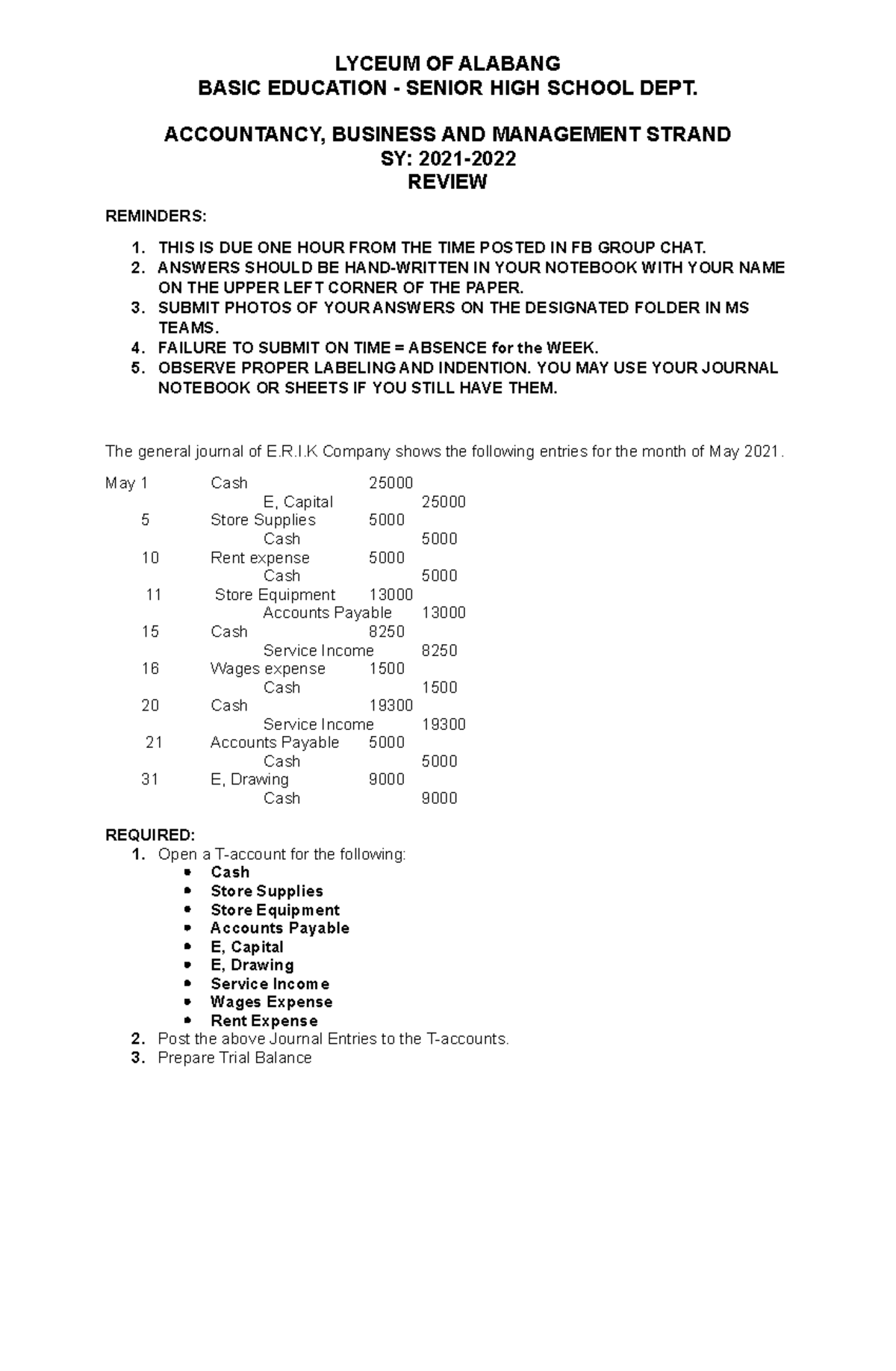 Review ver 3- fabm 2 - Journalizing, Posting and Preparation of Trial ...