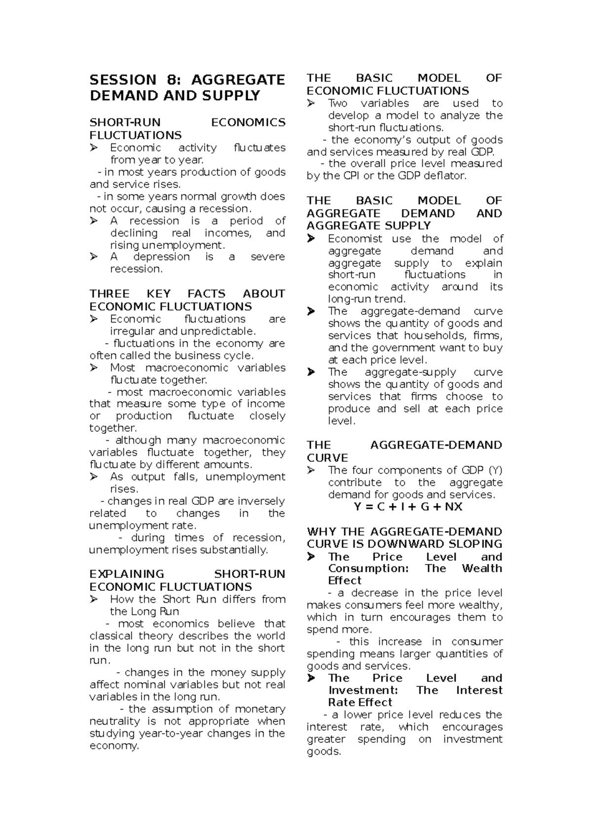 Economic Development - Notes Reviewer for Exams - SESSION 8: AGGREGATE ...