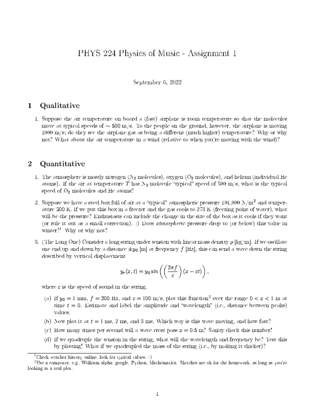 Assignment 1 - Iftheairattemp eratureT hasN 2 molecule typical sp eedof ...