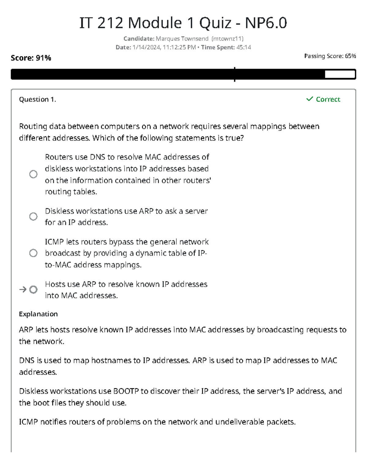 IT 212 Mod 1 Quiz - 100% - IT 212 Module 1 Quiz - NP6. Candidate ...