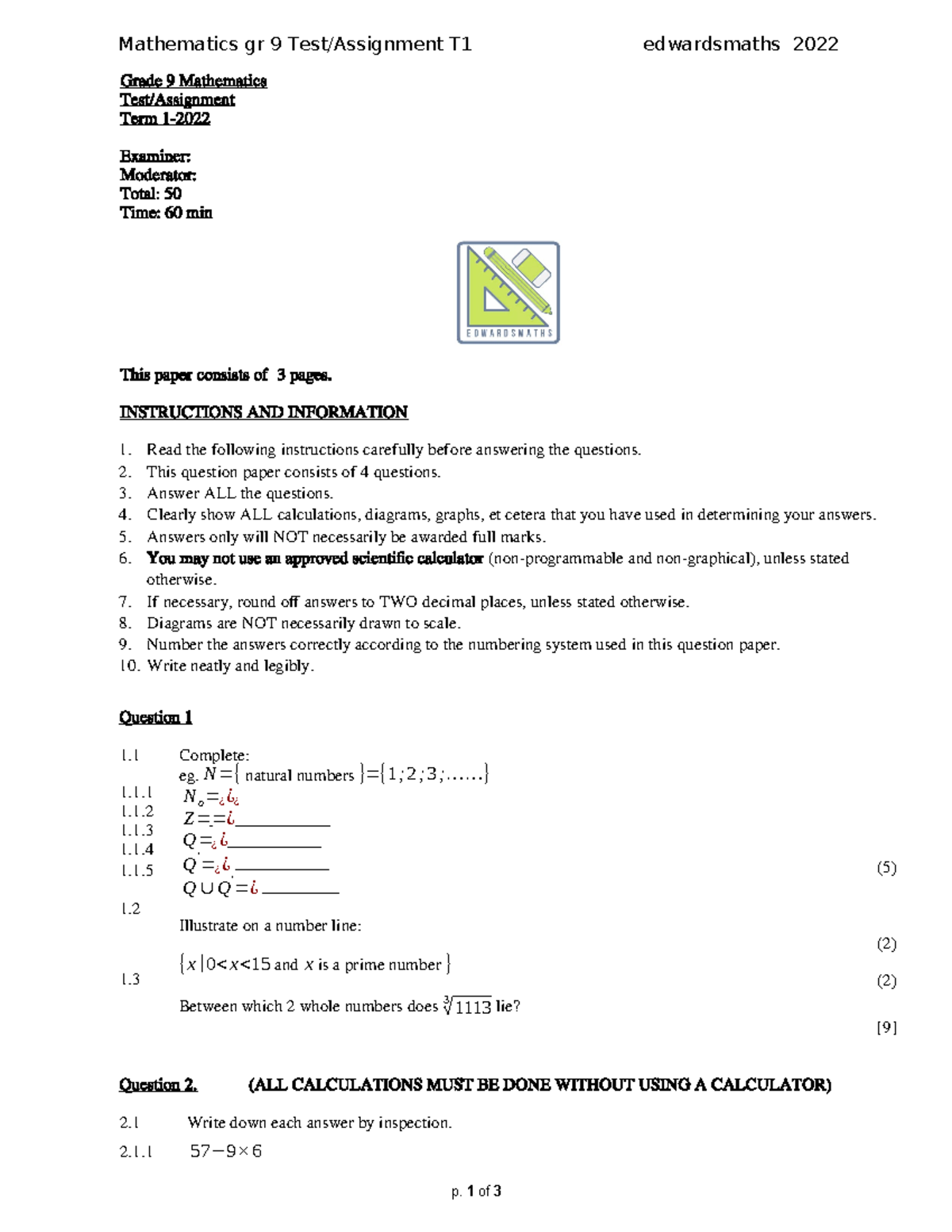 Gr%209%20Edwardsmaths%20Test%20or%20Assignment%20%20Whole%20numbers ...