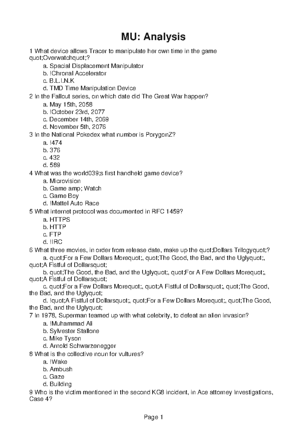 MU152 Chapter Summary 4 - MU: Analysis 1 What device allows Tracer to manipulate her own time in ...