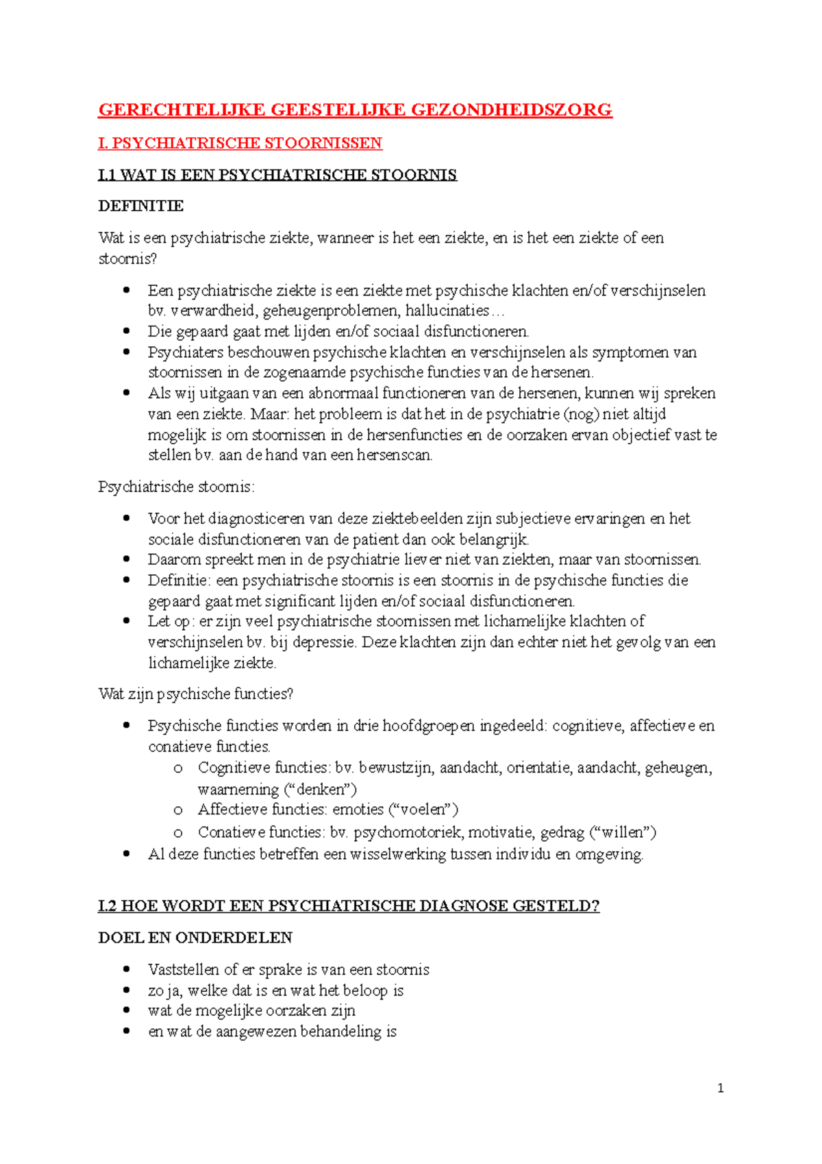 Gerechtelijke geestelijke gezondheidszorg: de belangrijke psychiatrische ziektebeelden en - Studocu