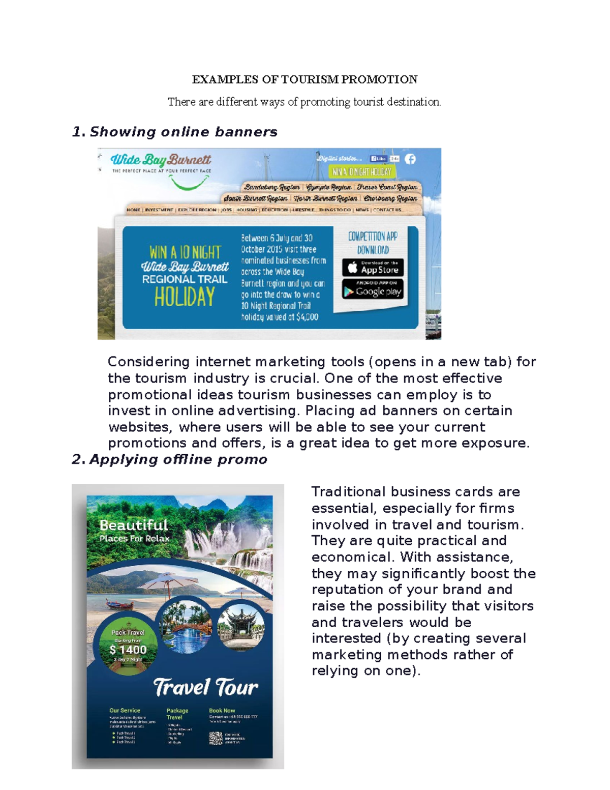 Examples OF Tourism Promotio 1 (Auto Recovered) - EXAMPLES OF TOURISM ...