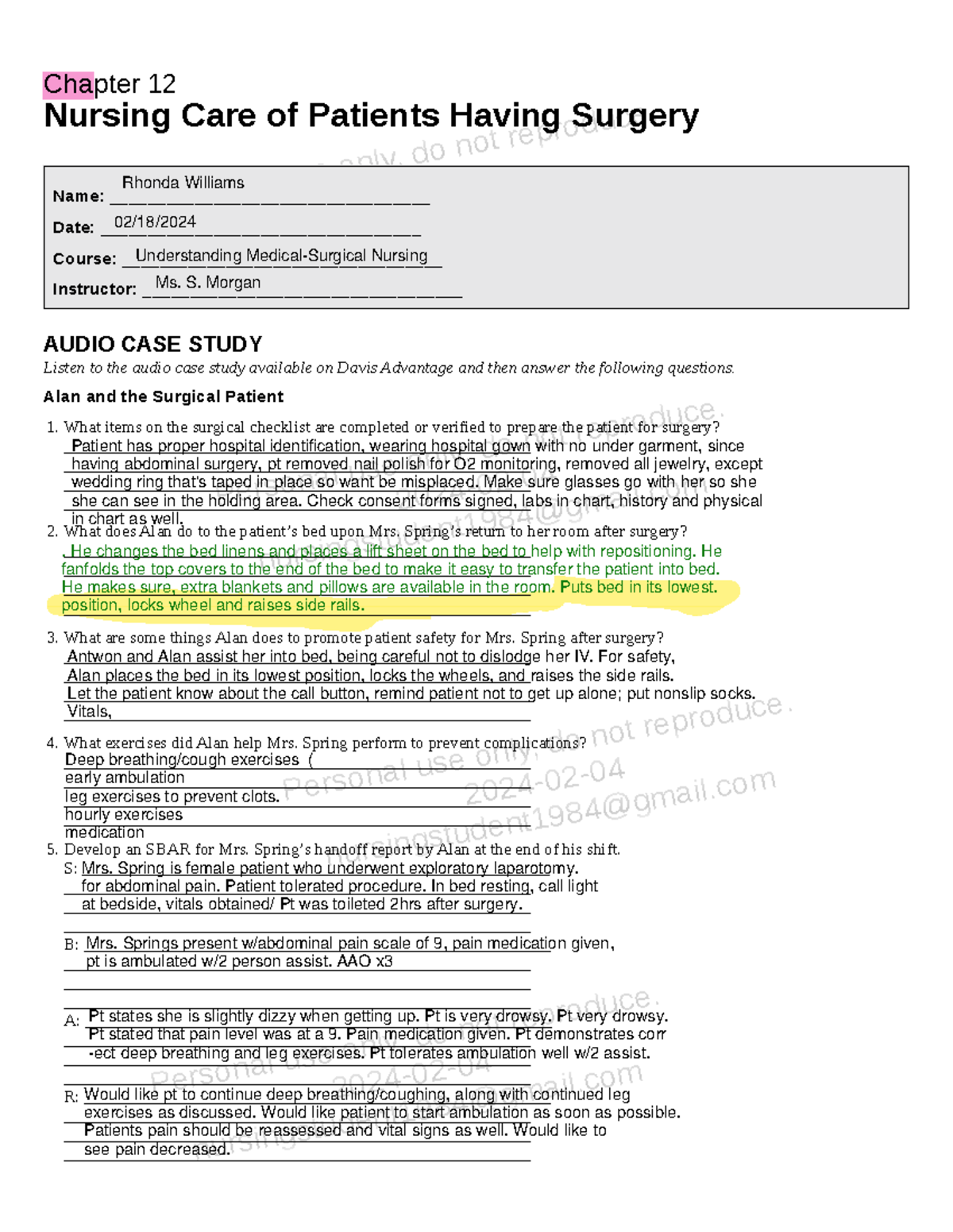 Chapter 12 Homework update - Chapter 12 Nursing Care of Patients Having ...