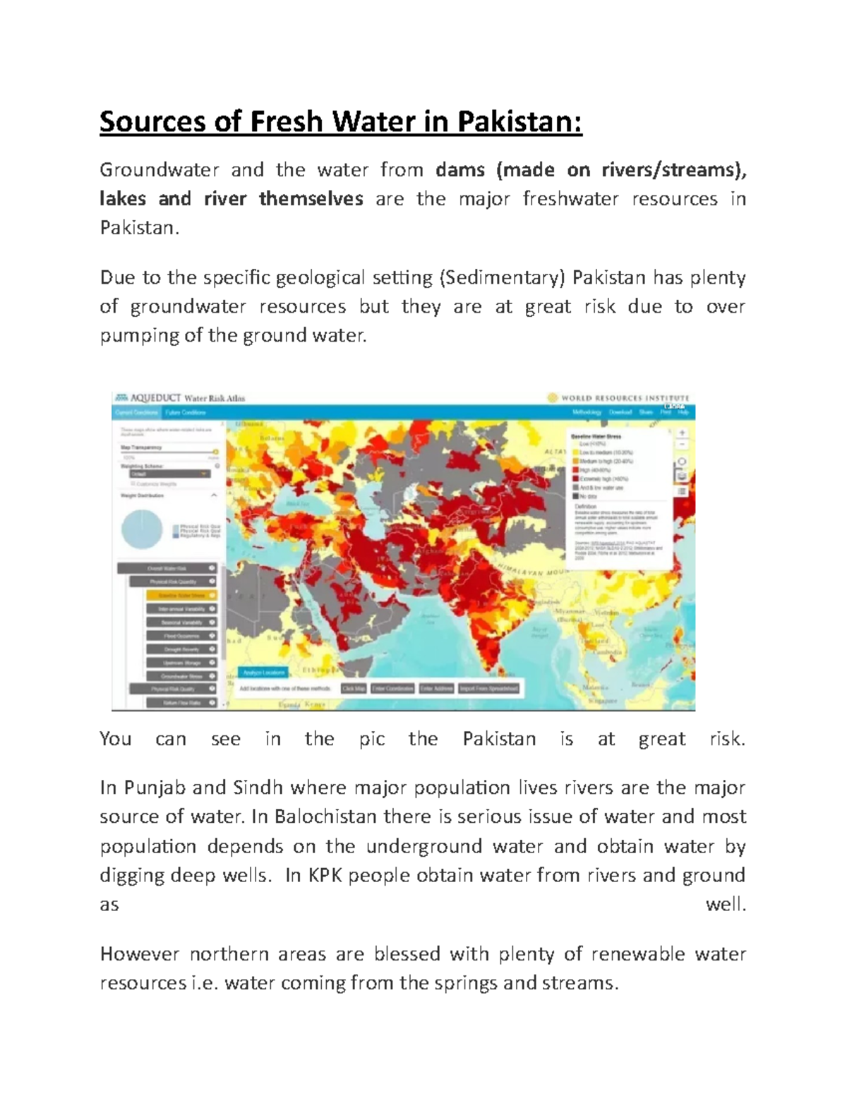 Pakistan Studies - Sources of Fresh Water in Pakistan: Groundwater and ...