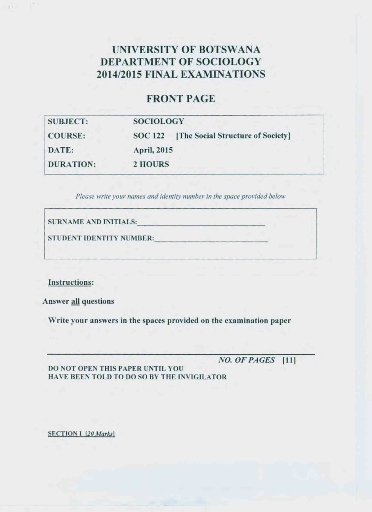 1 (1) - understanding of sociology and its theories - Social Structure ...