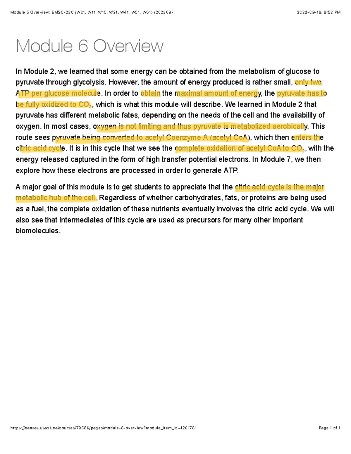 Module 6 - Fall Term 1 (online) - ####### Module 6 Overview: BMSC-230 ...