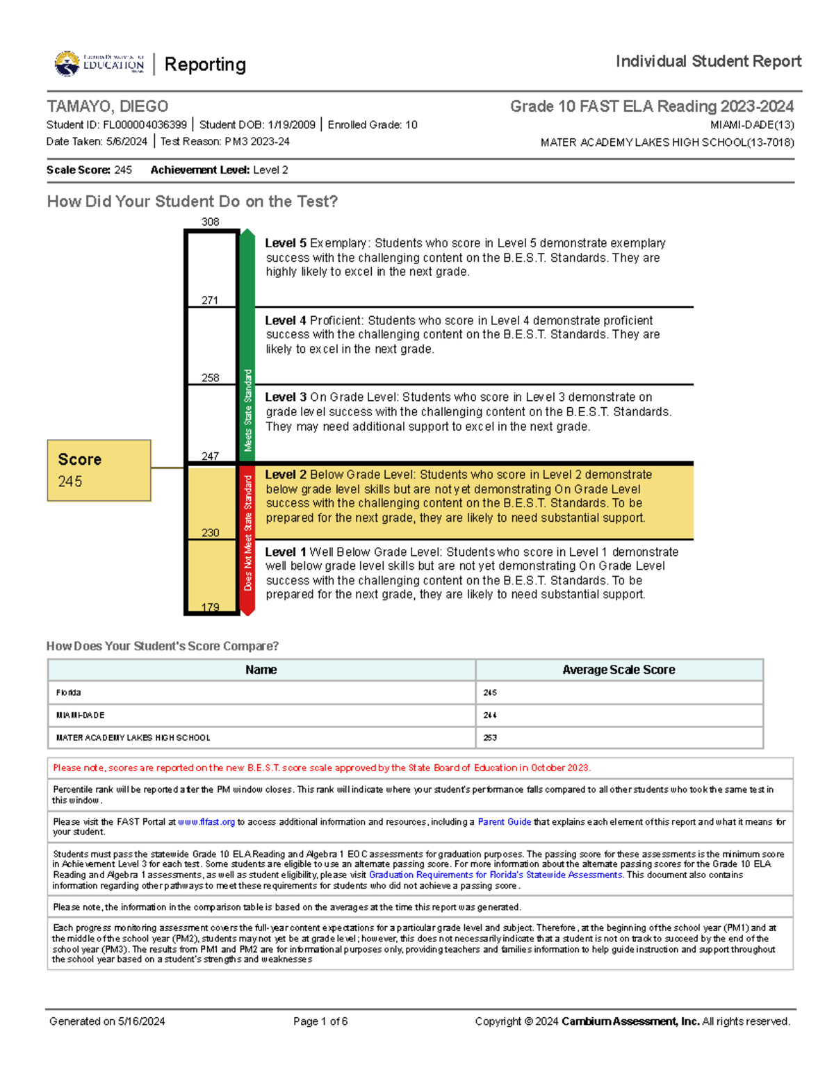 Grade 10 FAST ELA Reading - TAMAYO, DIEGO Grade 10 FAST ELA Reading ...