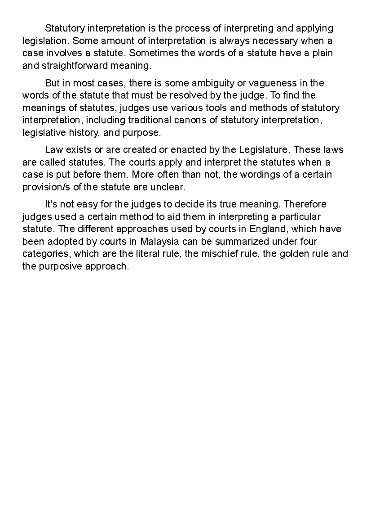 3.3 Interpretation to statutes - Introduction to law - Studocu