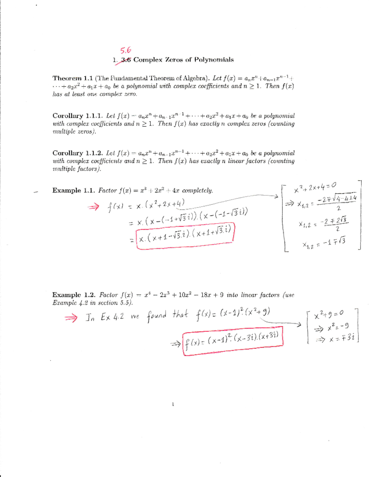 Solutions 5.6 [Complex Zeros] - 556 Complex Zeros of Polynomials ...