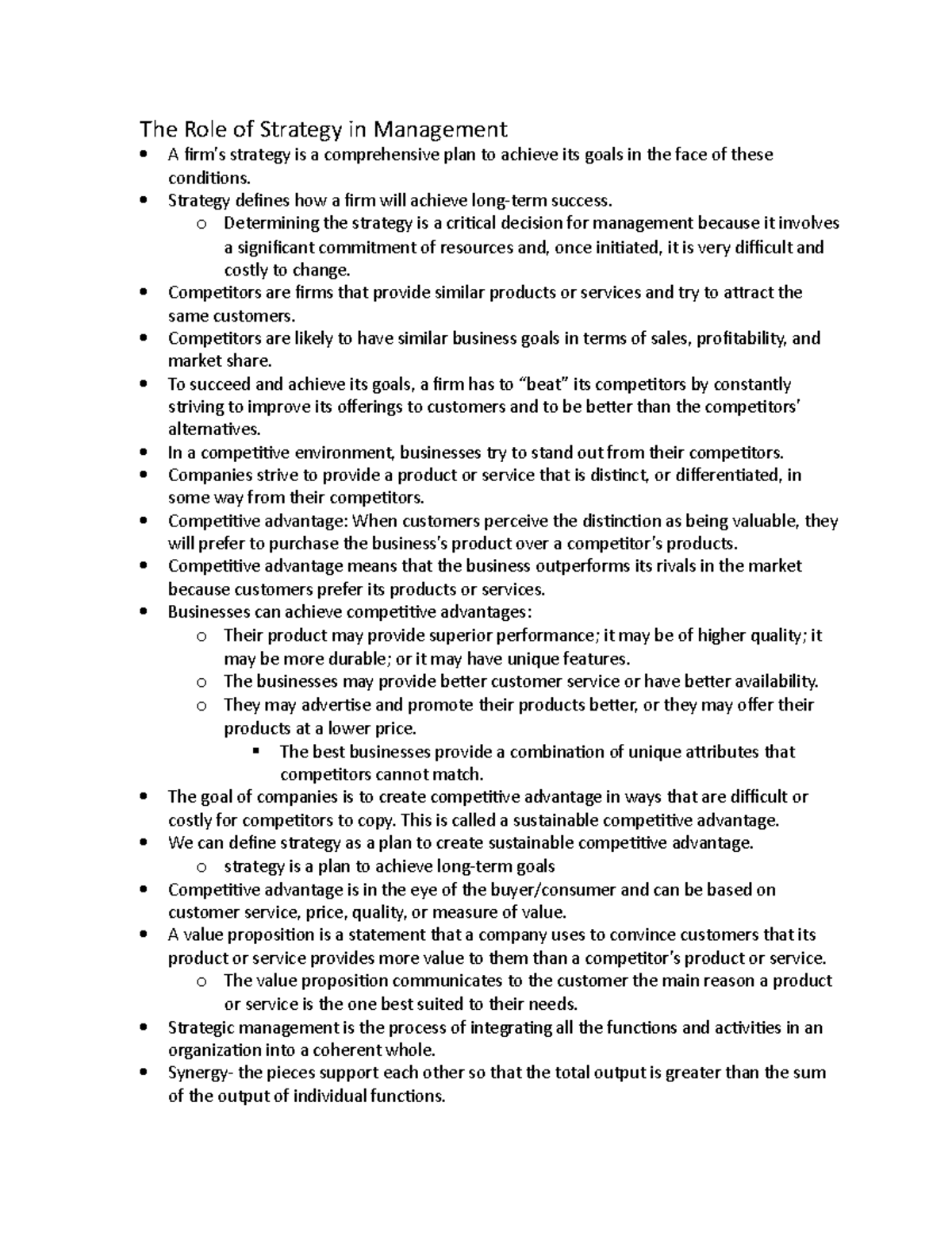 The Role of Strategy in Management - Strategy defines how a firm will ...