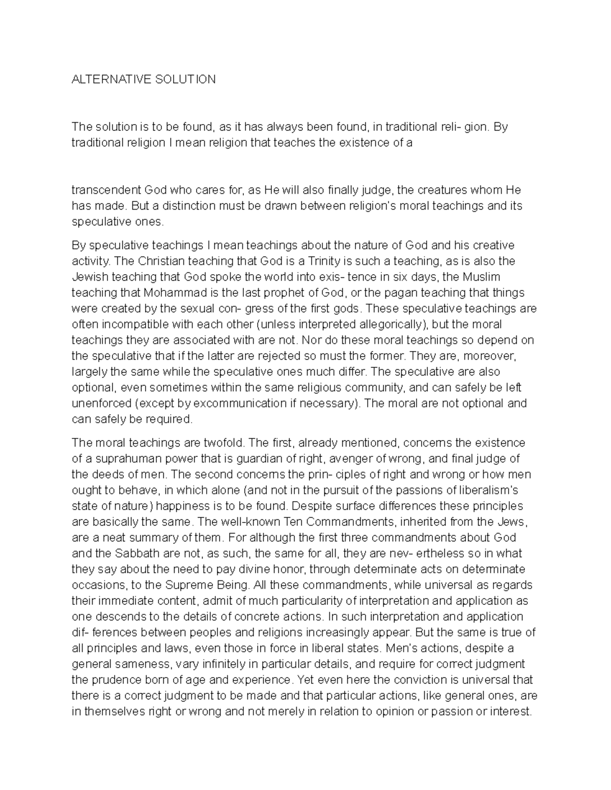 Alternative Solution - ALTERNATIVE SOLUTION The solution is to be found ...