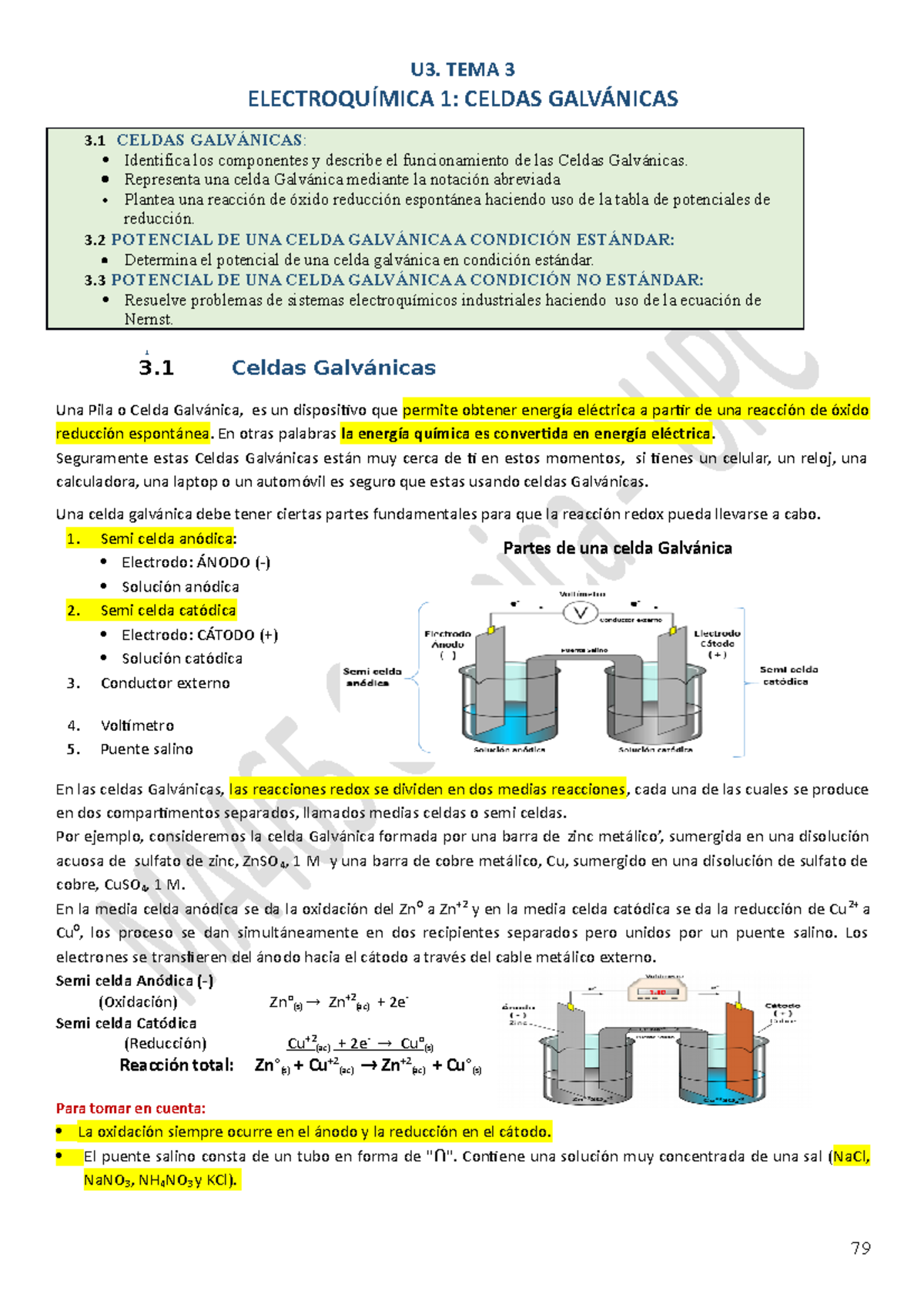 12 electroquimica 1 Examennn - U3. TEMA 3 ELECTROQUÍMICA 1: CELDAS ...