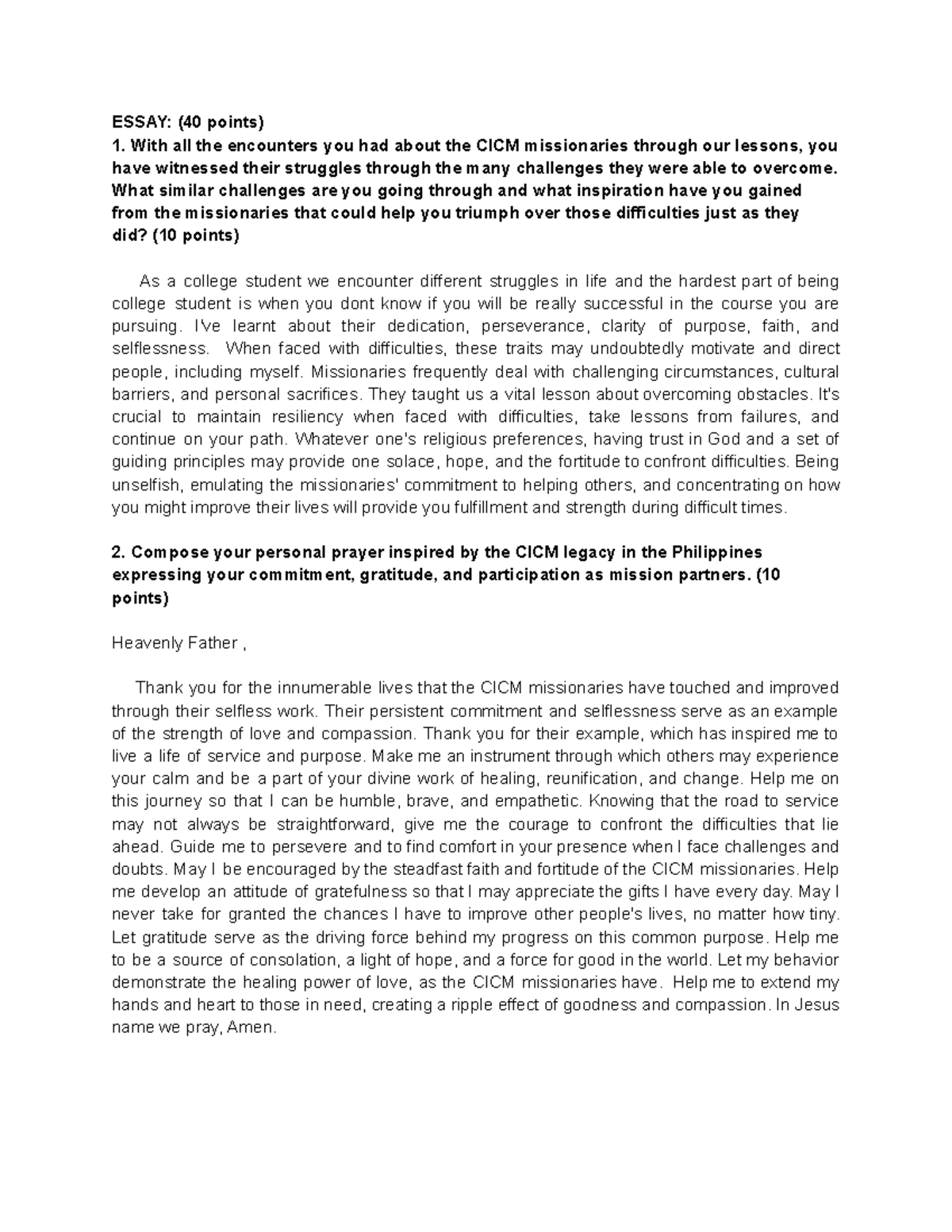 Final EXAM - ESSAY: (40 points) With all the encounters you had about ...