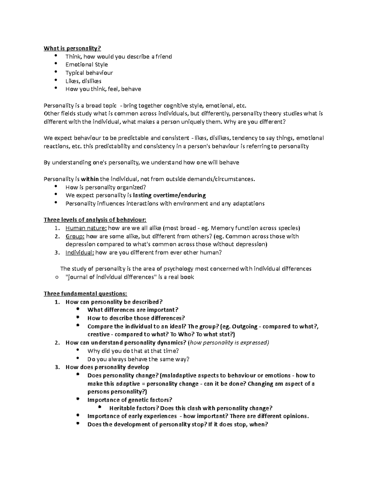 Week 1 - Week 1 intro notes - basic principles and theories of ...