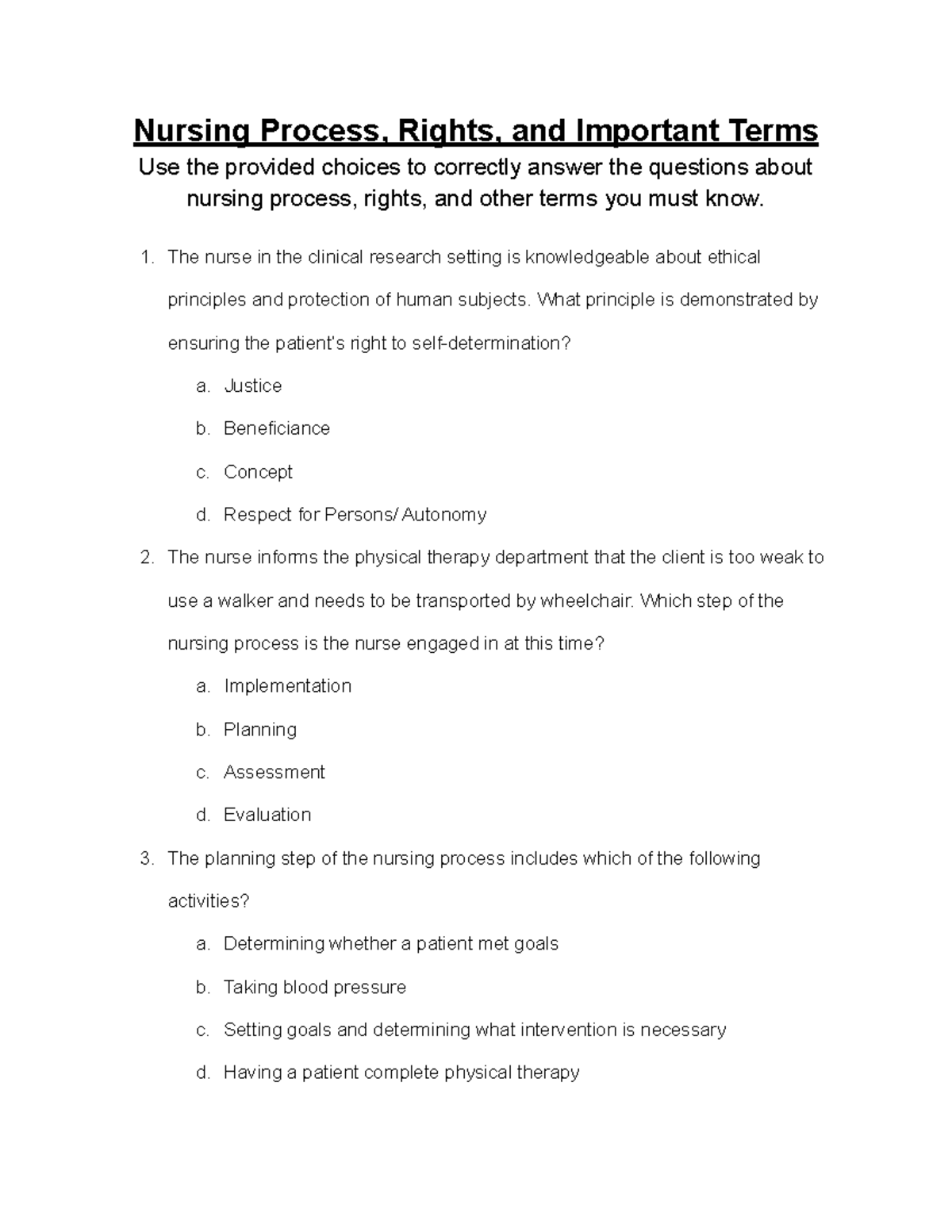 Nursing Process and Rights MC WS- Mary Winton- Nursing Pathophysiology ...