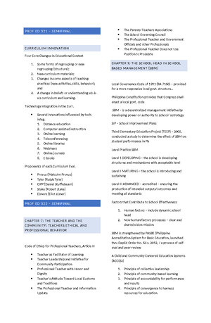 Notes 5 THE Teacher AND THE School Curriculum - THE TEACHER AND THE ...