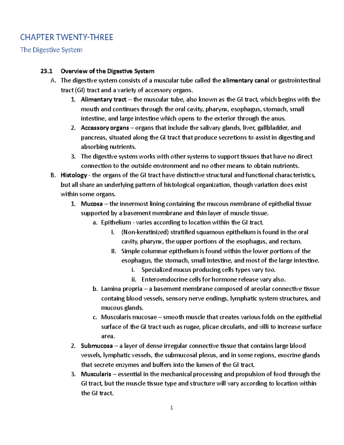 Chpt. 23 Digestive - CHAPTER TWENTY-THREE The Diges3ve System 23 ...