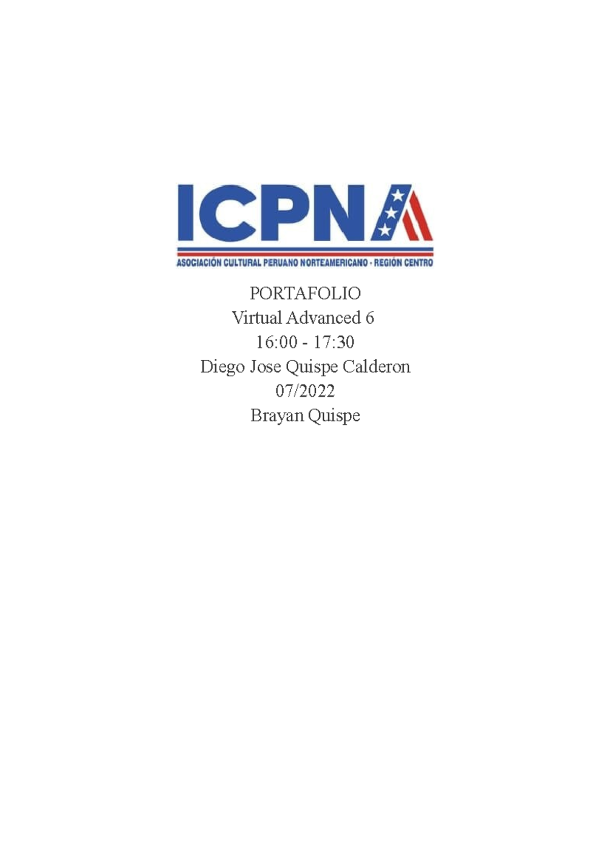 Portafolio Icpna. - PORTAFOLIO Virtual Advanced 6 16:00 - 17: Diego ...
