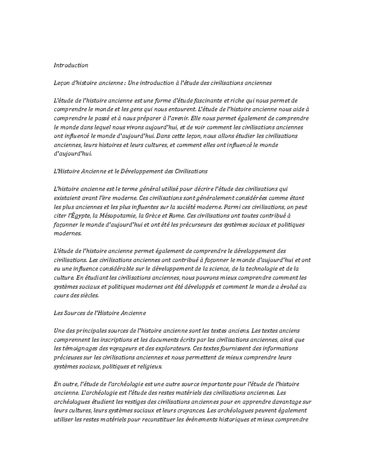 Ancient History Study Notes - Introduction Leçon d'histoire ancienne ...