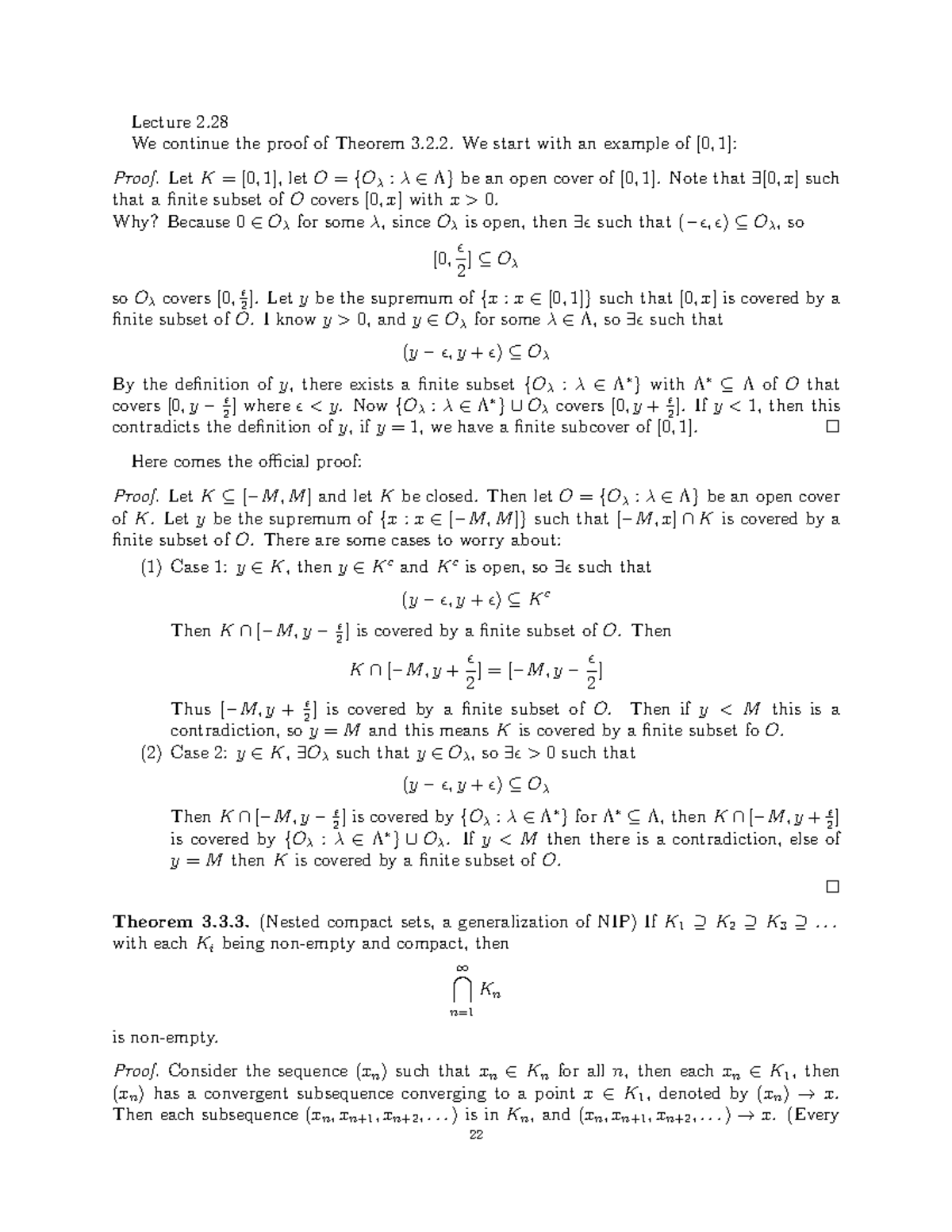 Math 3310 week2:28 - Lecture 2. We continue the proof of Theorem 3.2 ...