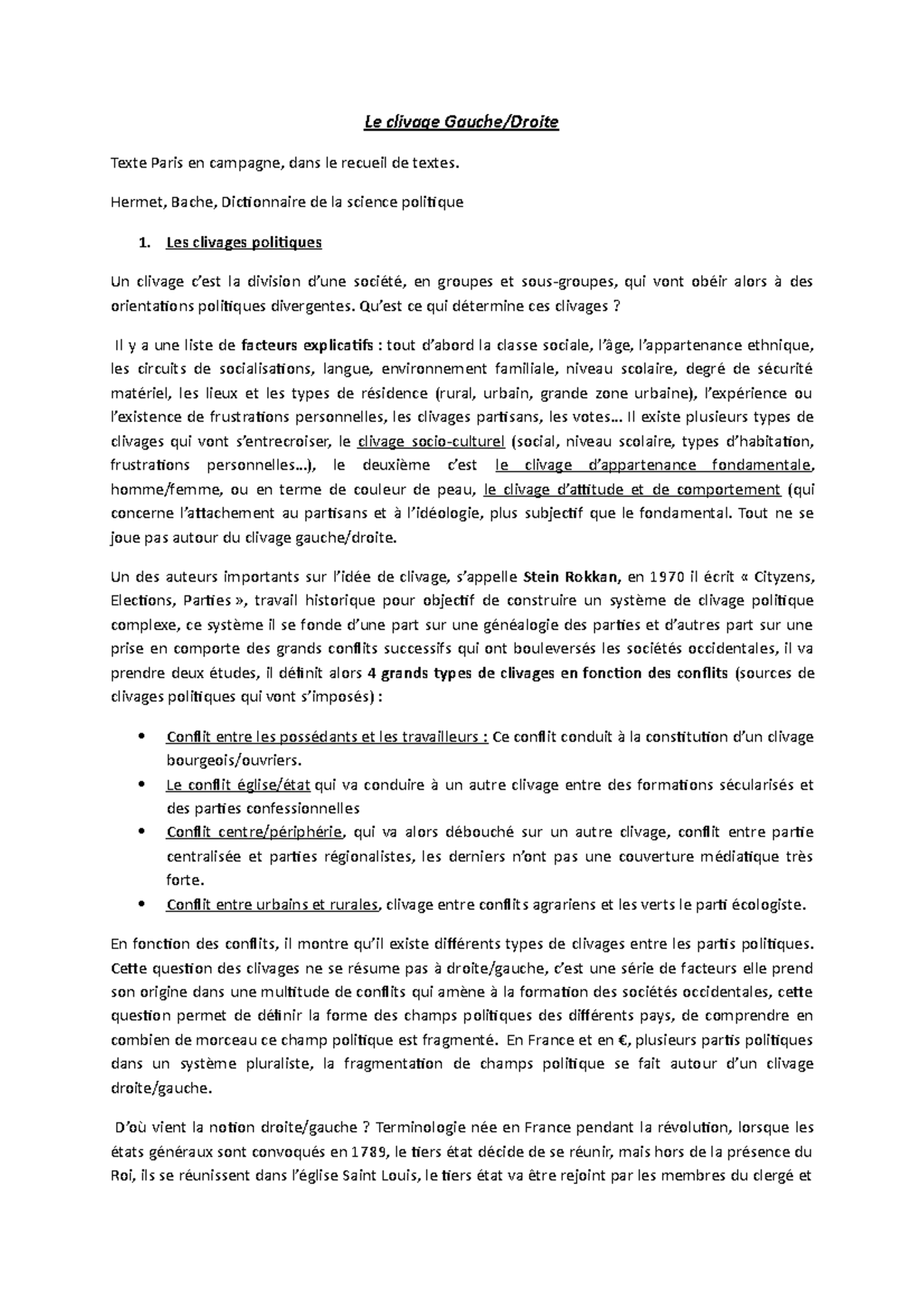 Le clivage gauche droite ok - Le clivage Gauche/Droite Texte Paris en ...