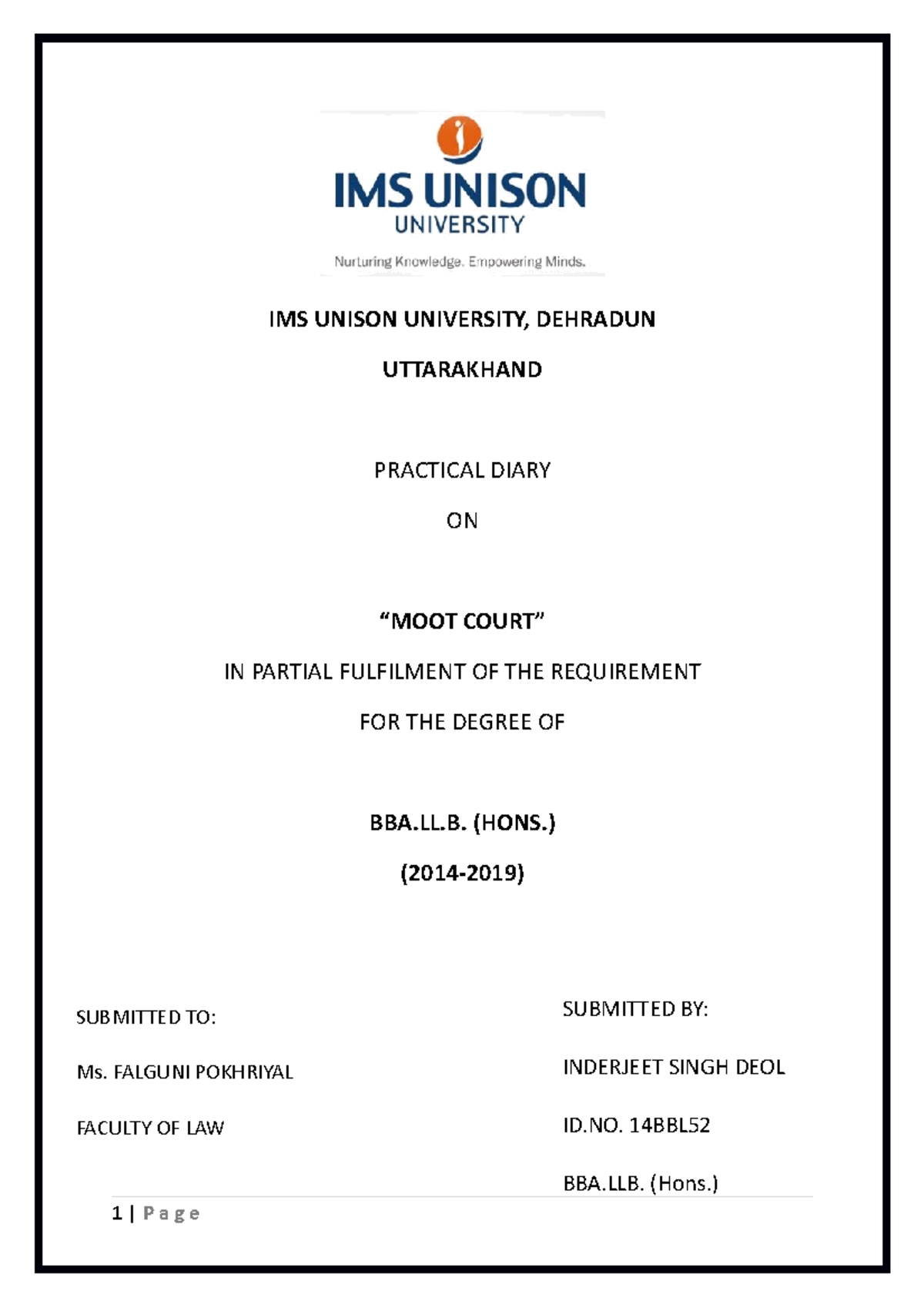 Tuhin Poddar - Moot Court - IMS UNISON UNIVERSITY, DEHRADUN UTTARAKHAND ...