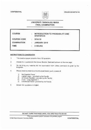 STA Tutorial !!!!!!!!!!!! - Statistics - UiTM - Studocu