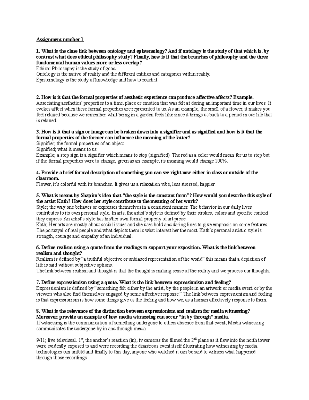 Assignment number 1 - John Hunting - Assignment number 1 What is the ...