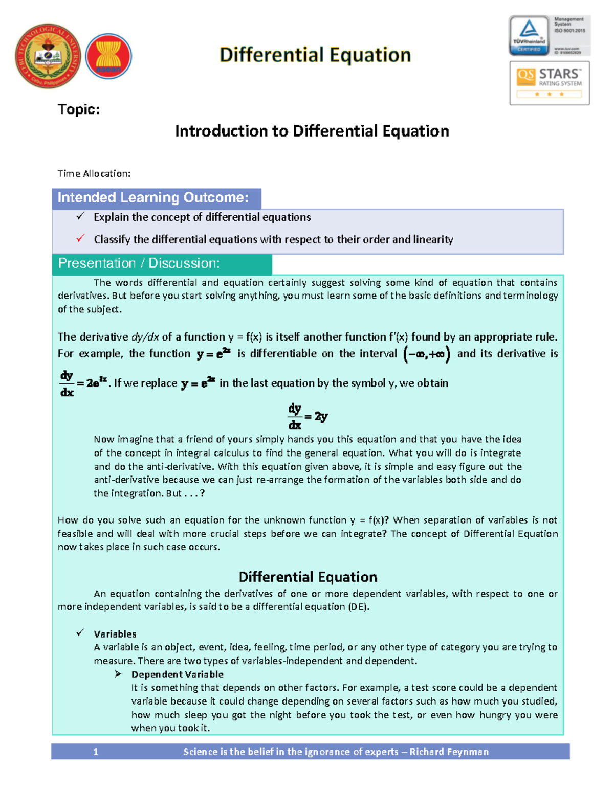 The Rise of Differential Calculus - Topic: Introduction to Differential Equation Intended ...