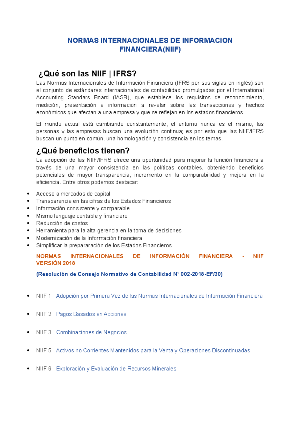 NIIF normal internacionales de informacion financiera - Auditoria ...