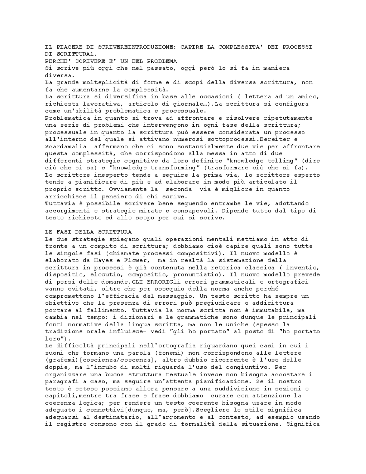 Il piacere di scrivere - IL PIACERE DI SCRIVEREINTRODUZIONE: CAPIRE LA ...