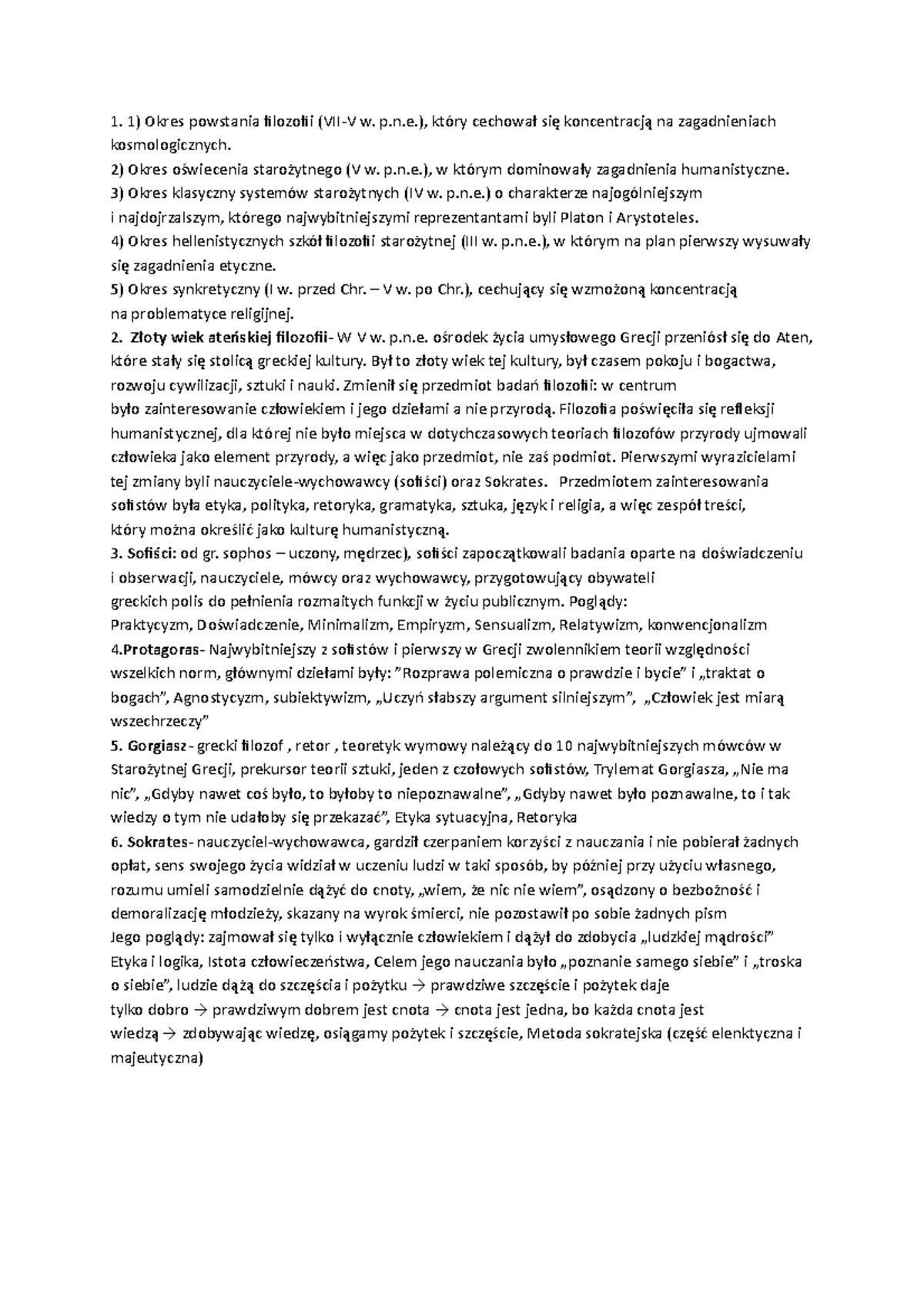 Filozofia notatka - Zbigniew Rudnicki - Okres powstania filozofii (VII ...